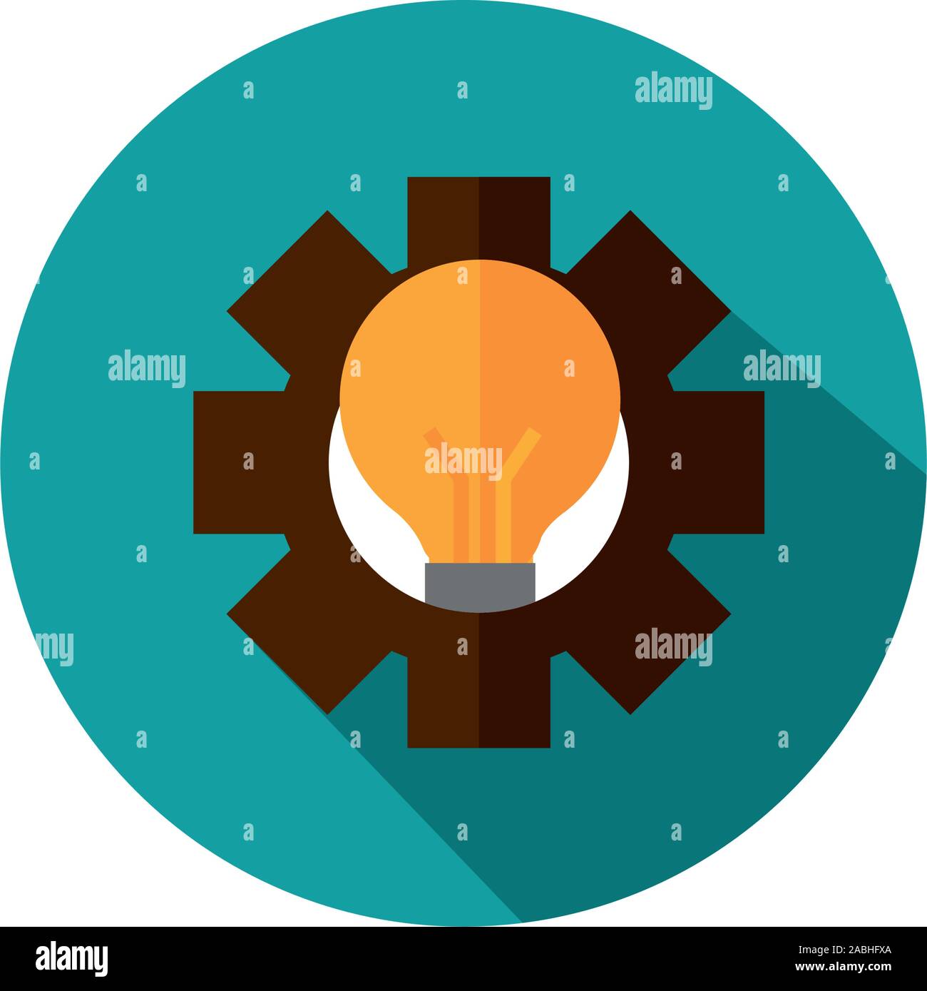 light bulb gear business strategy icon block shadow vector illustration ...
