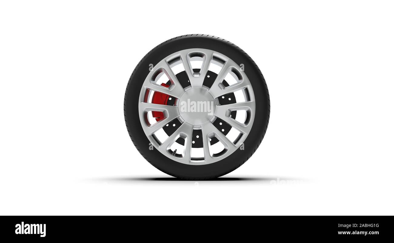 Black Wheel isolated on white 3D Rendering Stock Photo - Alamy