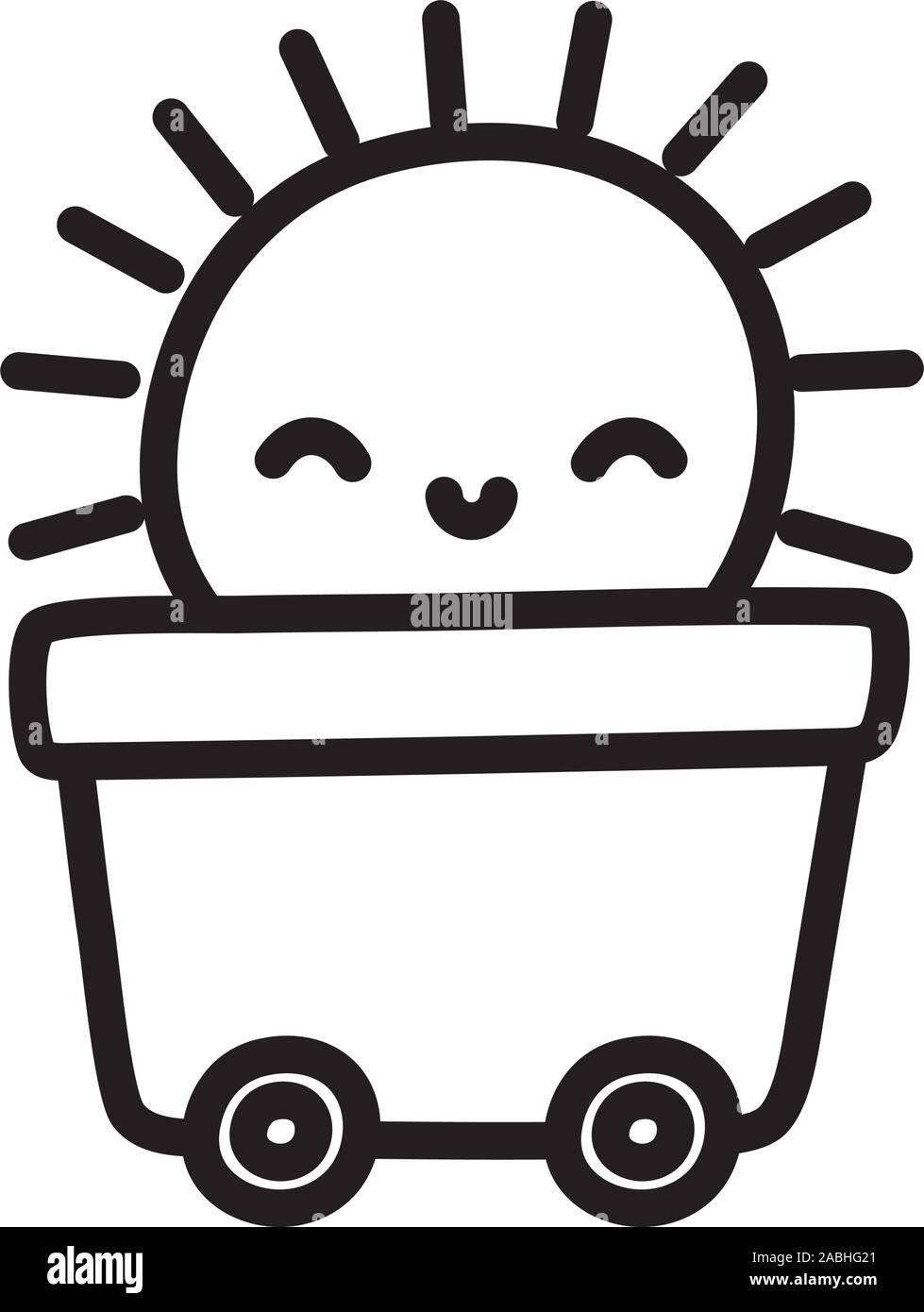 toy wagon on wheels with sun cartoon vector illustration Stock Vector ...