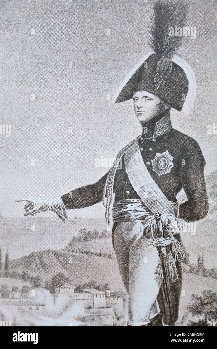 Portrait of the Russian Emperor Alexander I. Engraving of the 19th ...