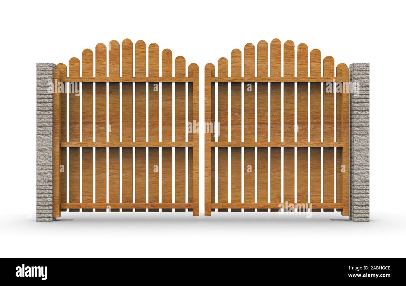Fence isolated on White 3D Rendering Stock Photo - Alamy