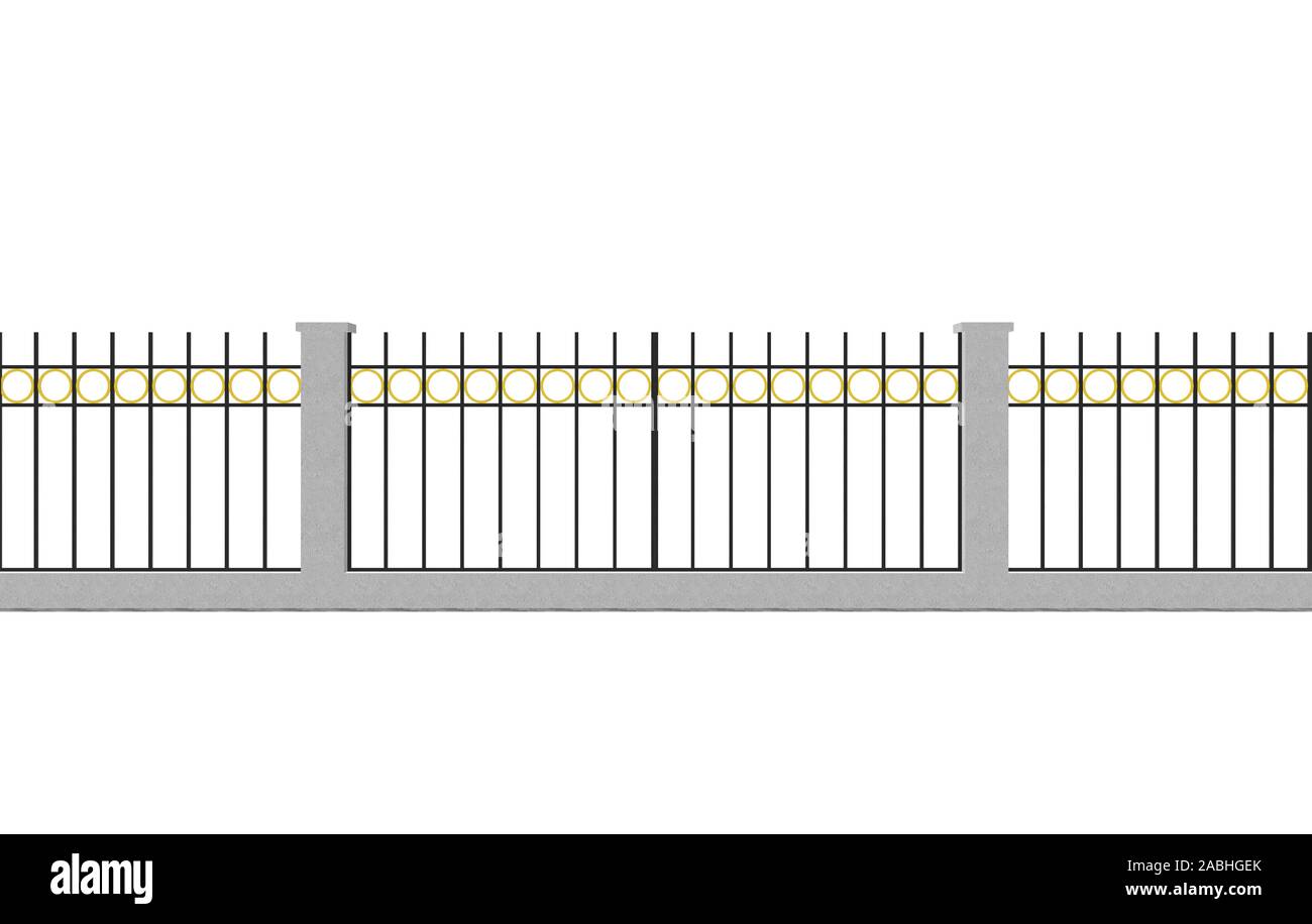 Fence isolated on White 3D Rendering Stock Photo - Alamy