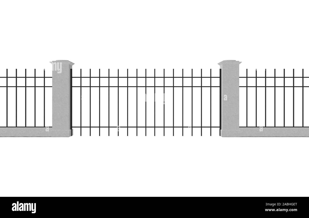 Fence isolated on White 3D Rendering Stock Photo - Alamy