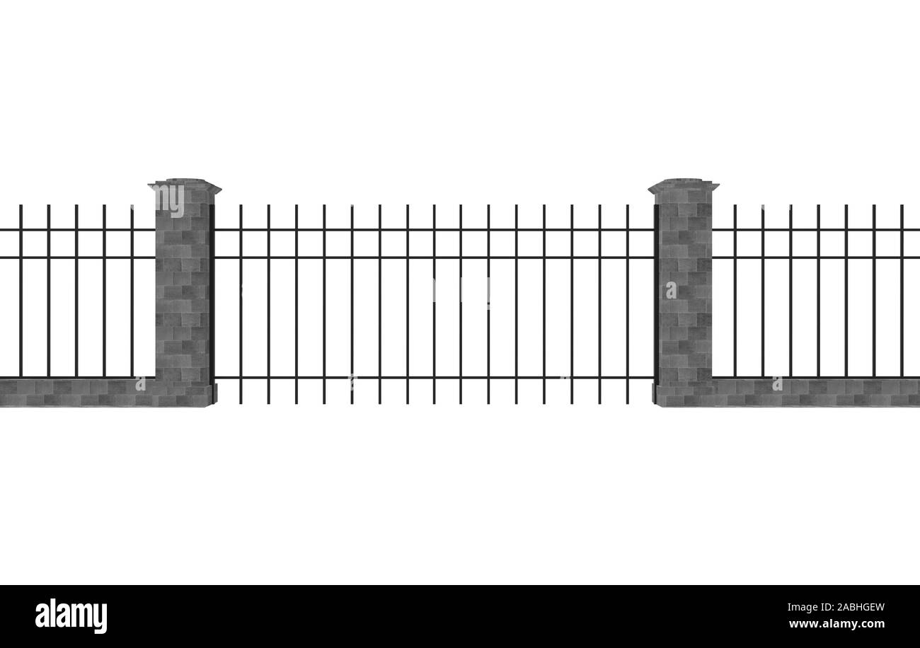 Fence isolated on White 3D Rendering Stock Photo - Alamy