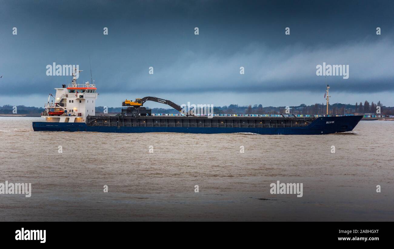 Buvik General Cargo Ship entering Felixstowe Port in Suffolk UK. Built ...