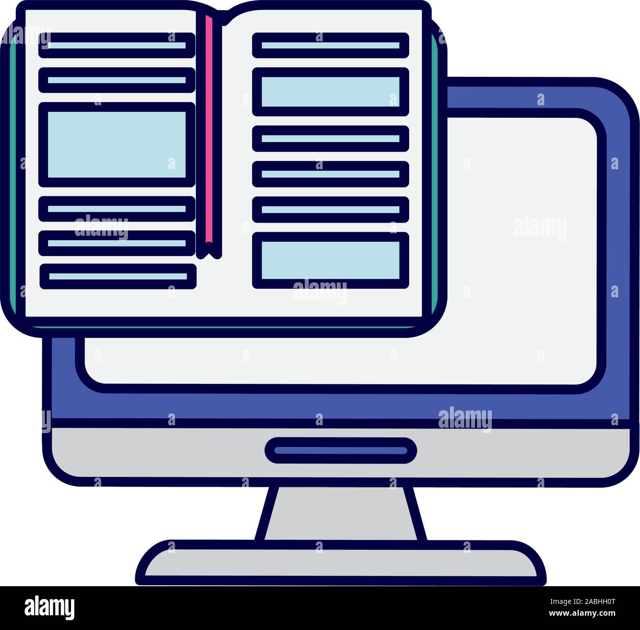 computer open book knowledge learning online vector illustration Stock ...