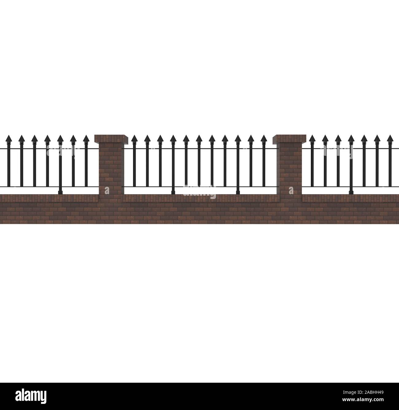 Fence isolated on White 3D Rendering Stock Photo - Alamy