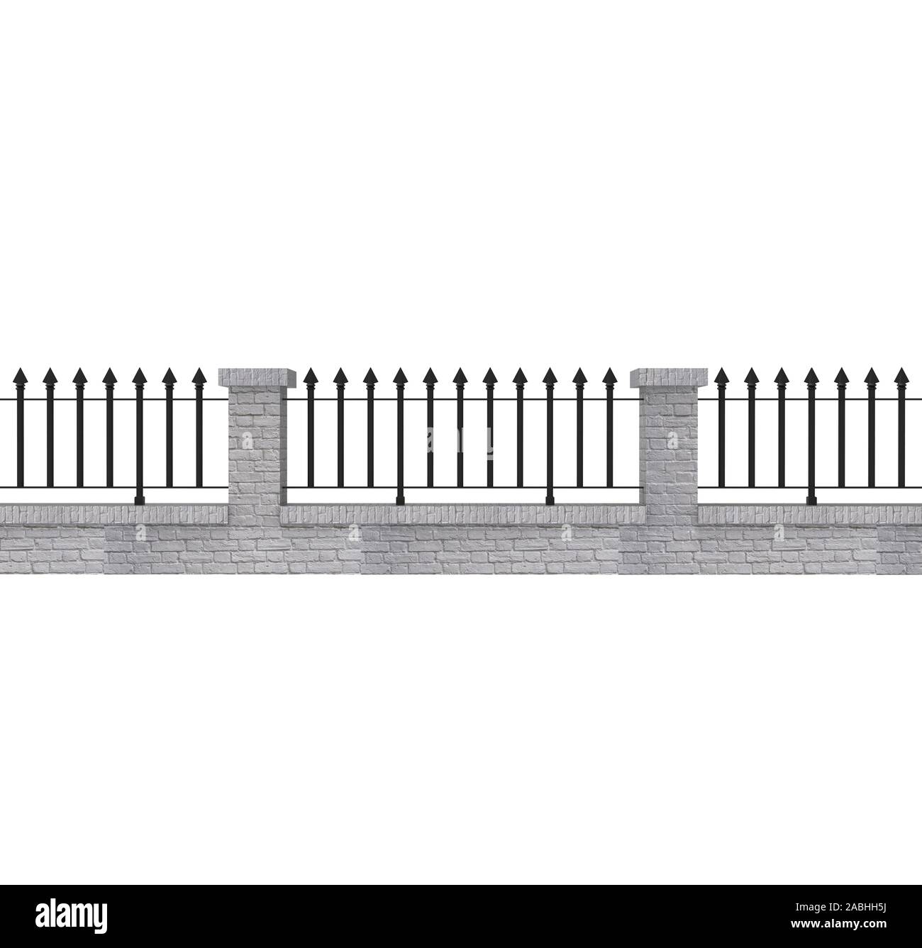 Fence isolated on White 3D Rendering Stock Photo - Alamy