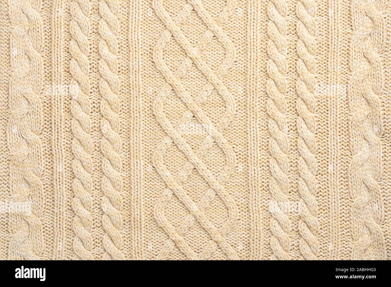 Beige Knitwear Fabric Texture with Pigtails. Beige Knitted Background ...
