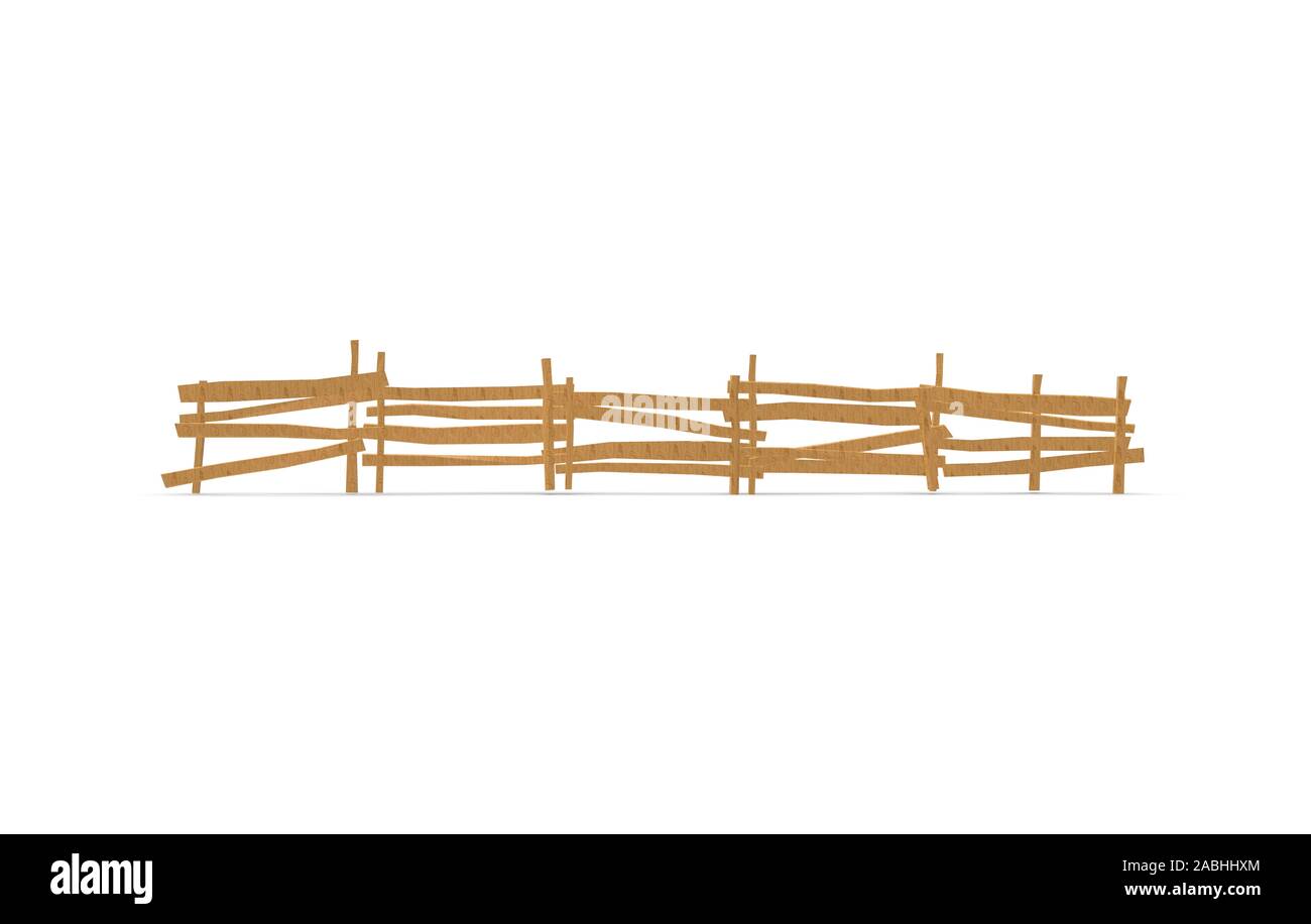 Fence isolated on White 3D Rendering Stock Photo - Alamy