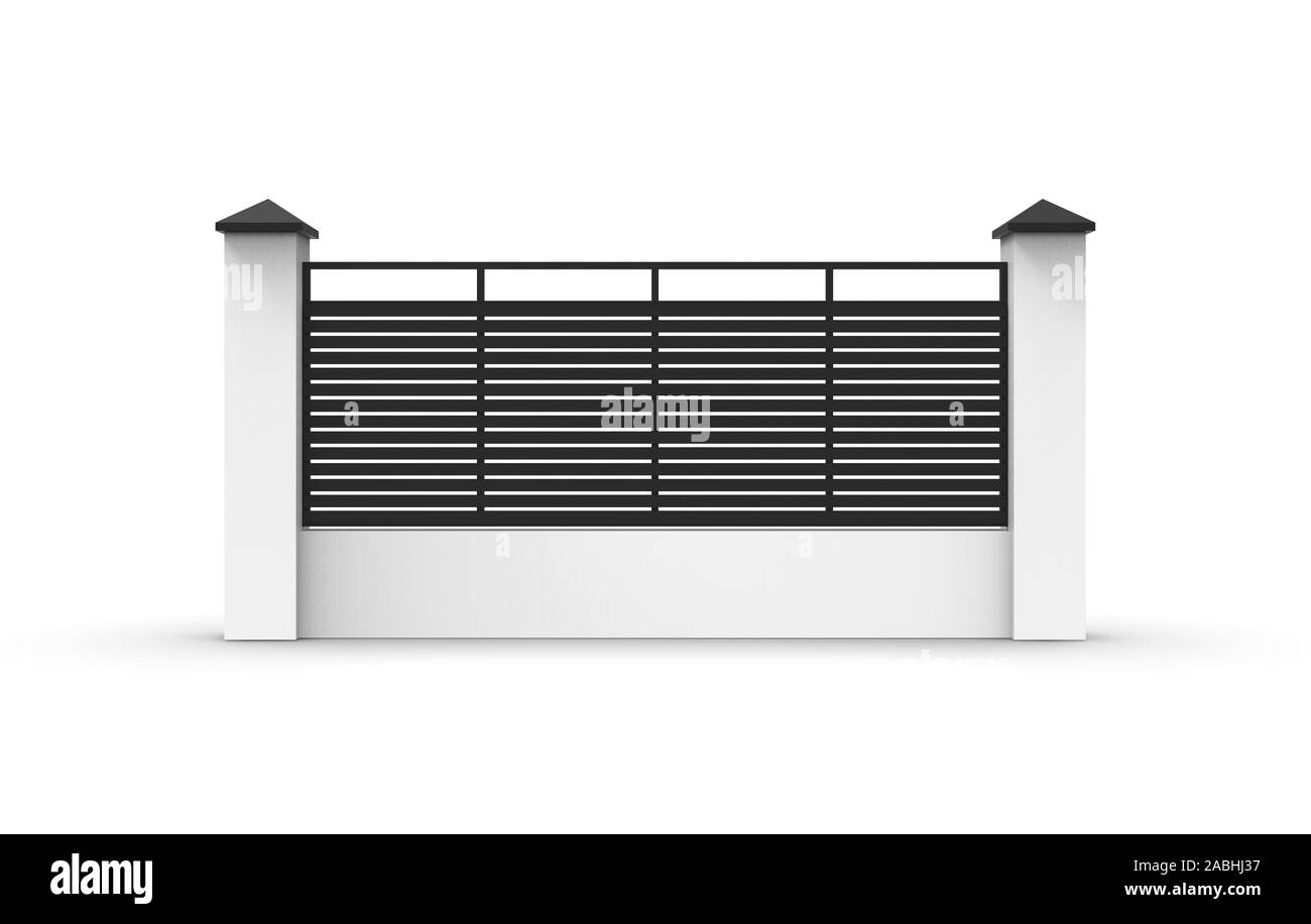 Fence isolated on White 3D Rendering Stock Photo - Alamy