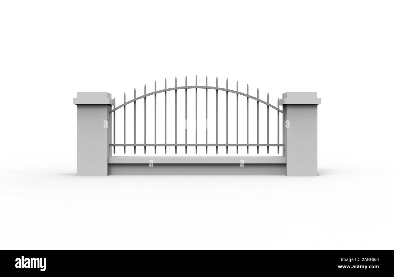 Fence isolated on White 3D Rendering Stock Photo - Alamy