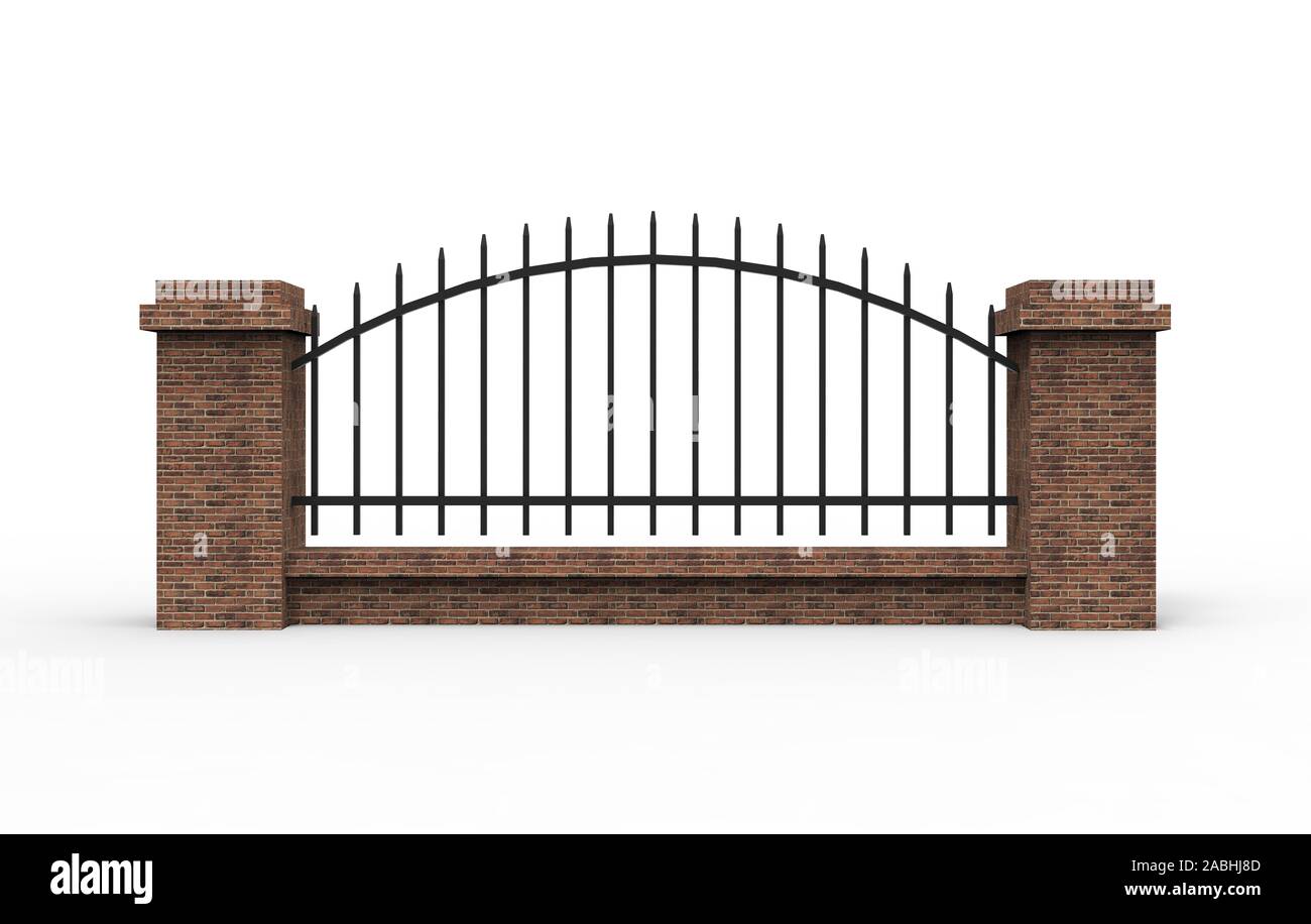 Fence isolated on White 3D Rendering Stock Photo - Alamy