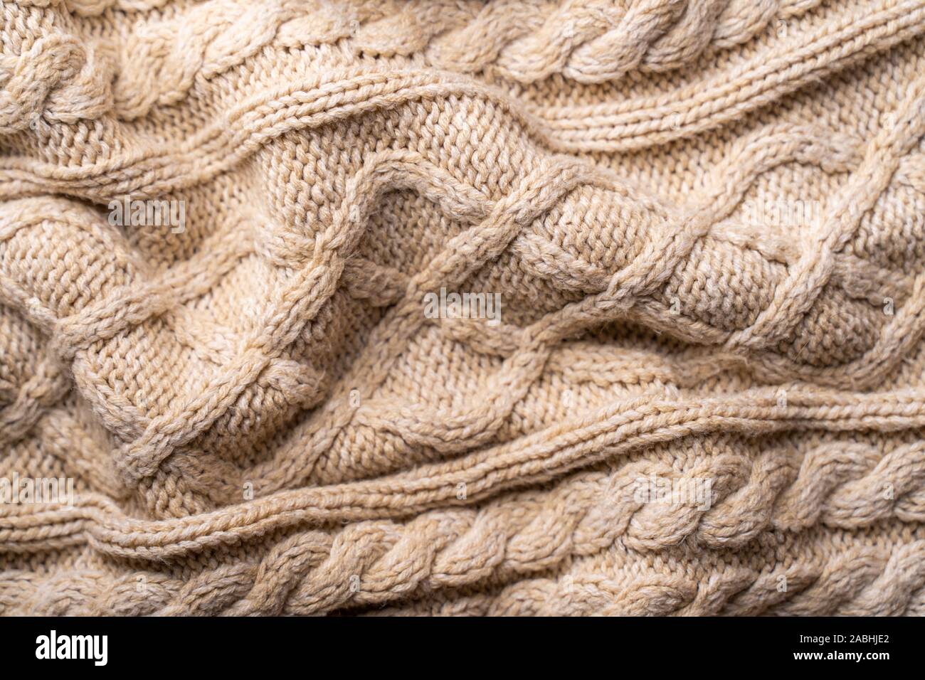 Beige Knitwear Fabric Texture with Pigtails. Beige Knitted Background ...