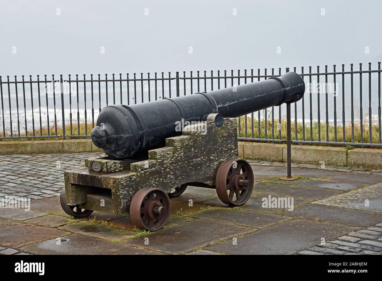 Ancient cannon facing out to sea at St Andrews, Scotland Stock Photo ...