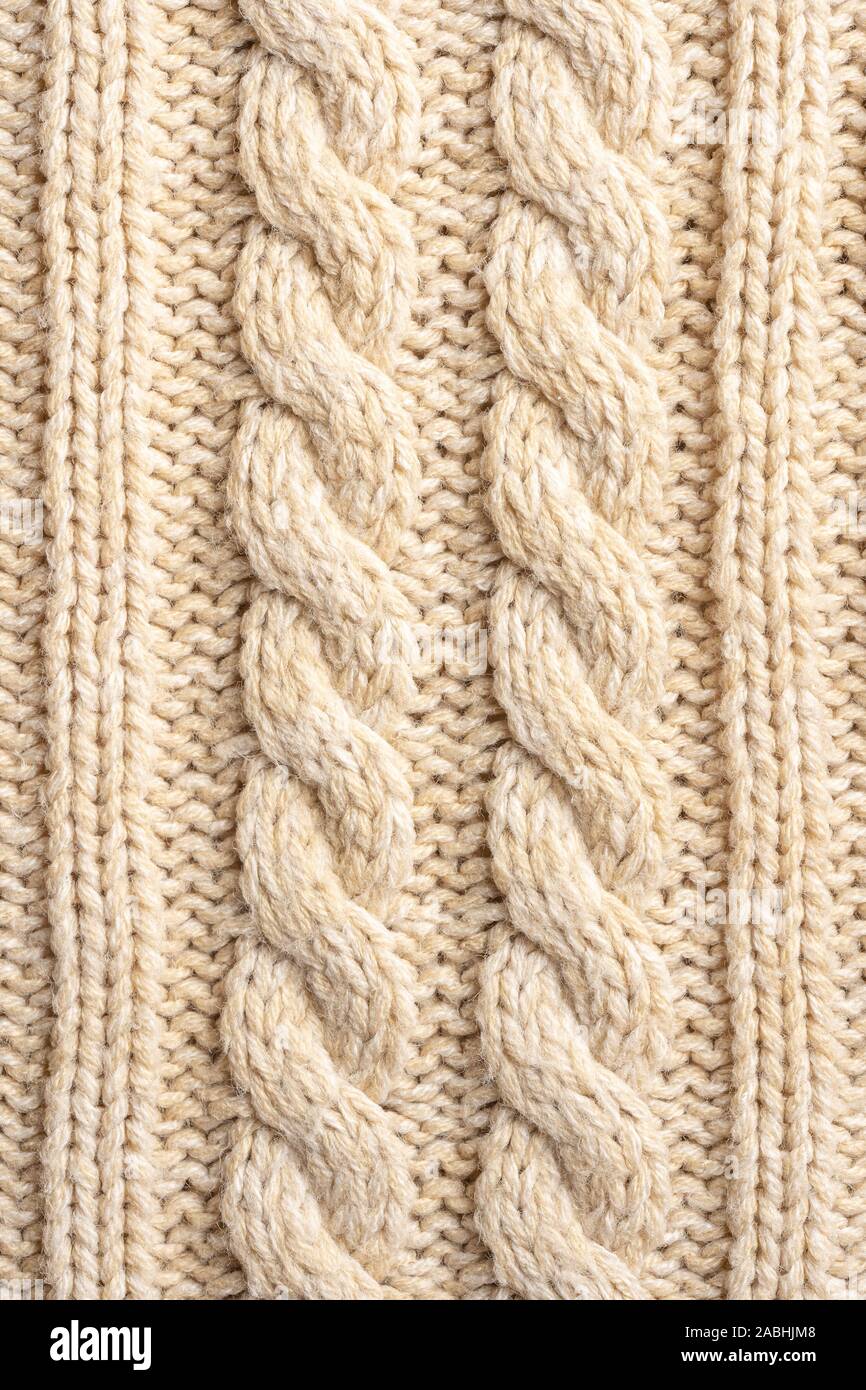Beige Knitwear Fabric Texture with Pigtails. Beige Knitted Background ...