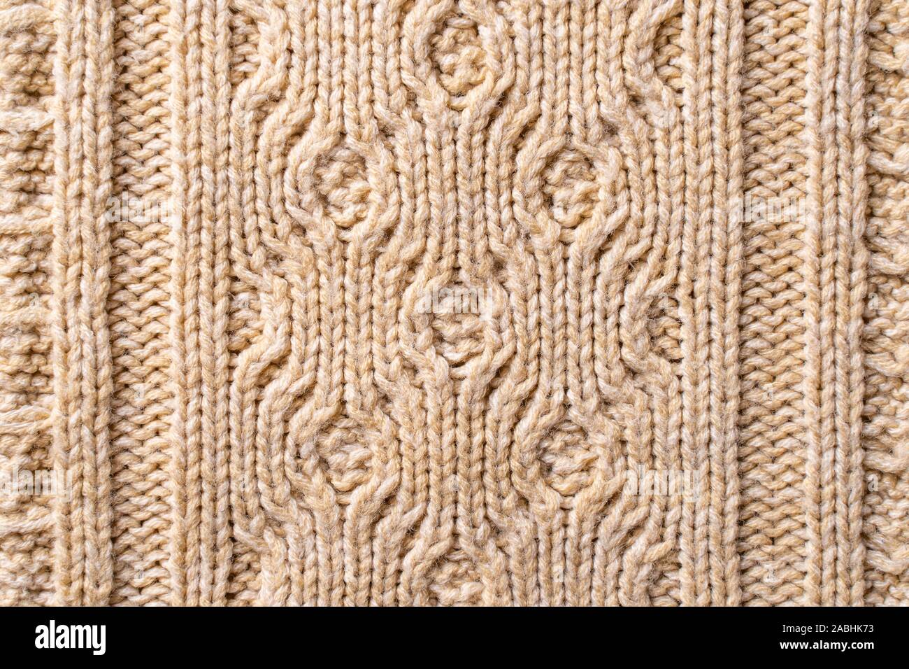 Beige Knitwear Fabric Texture with Pigtails. Beige Knitted Background ...
