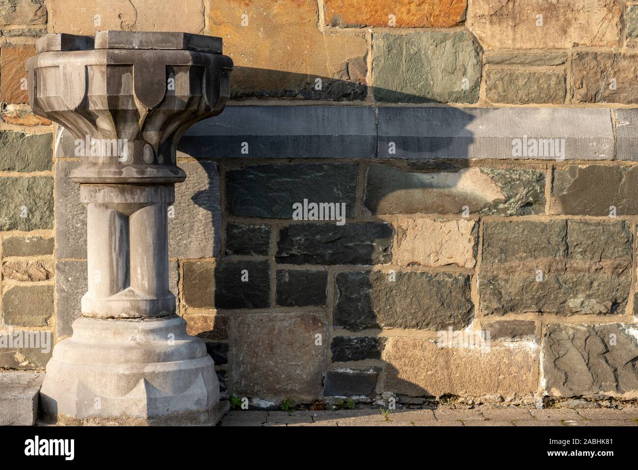 Holy water font or stoup basin at the Franciscan Friary church in ...
