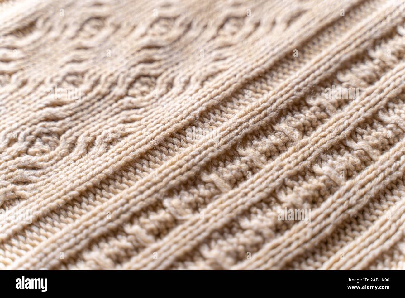Beige Knitwear Fabric Texture with Pigtails. Beige Knitted Background ...
