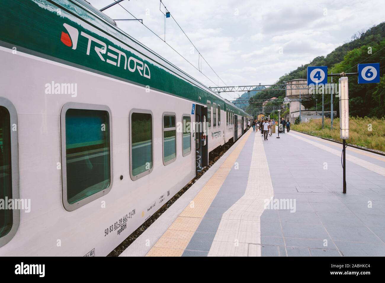 Como railway station arriving train Trenord Italia. Trenord Locomotive ...