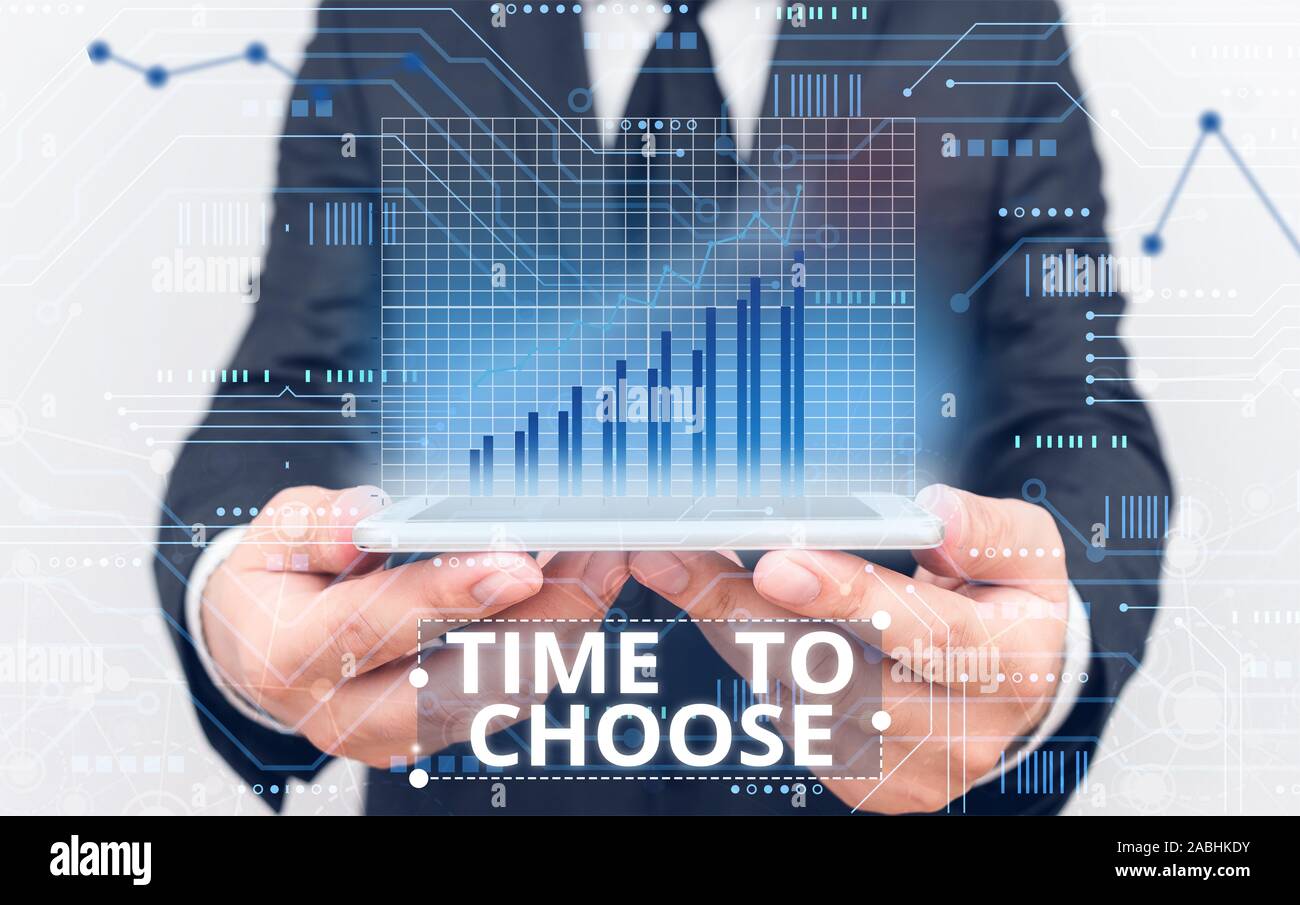 Text sign showing Time To Choose. Business photo showcasing Judging the ...