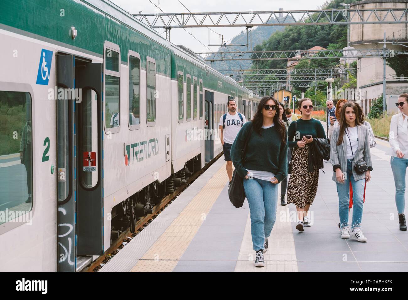 Como railway station arriving train Trenord Italia. Trenord Locomotive ...