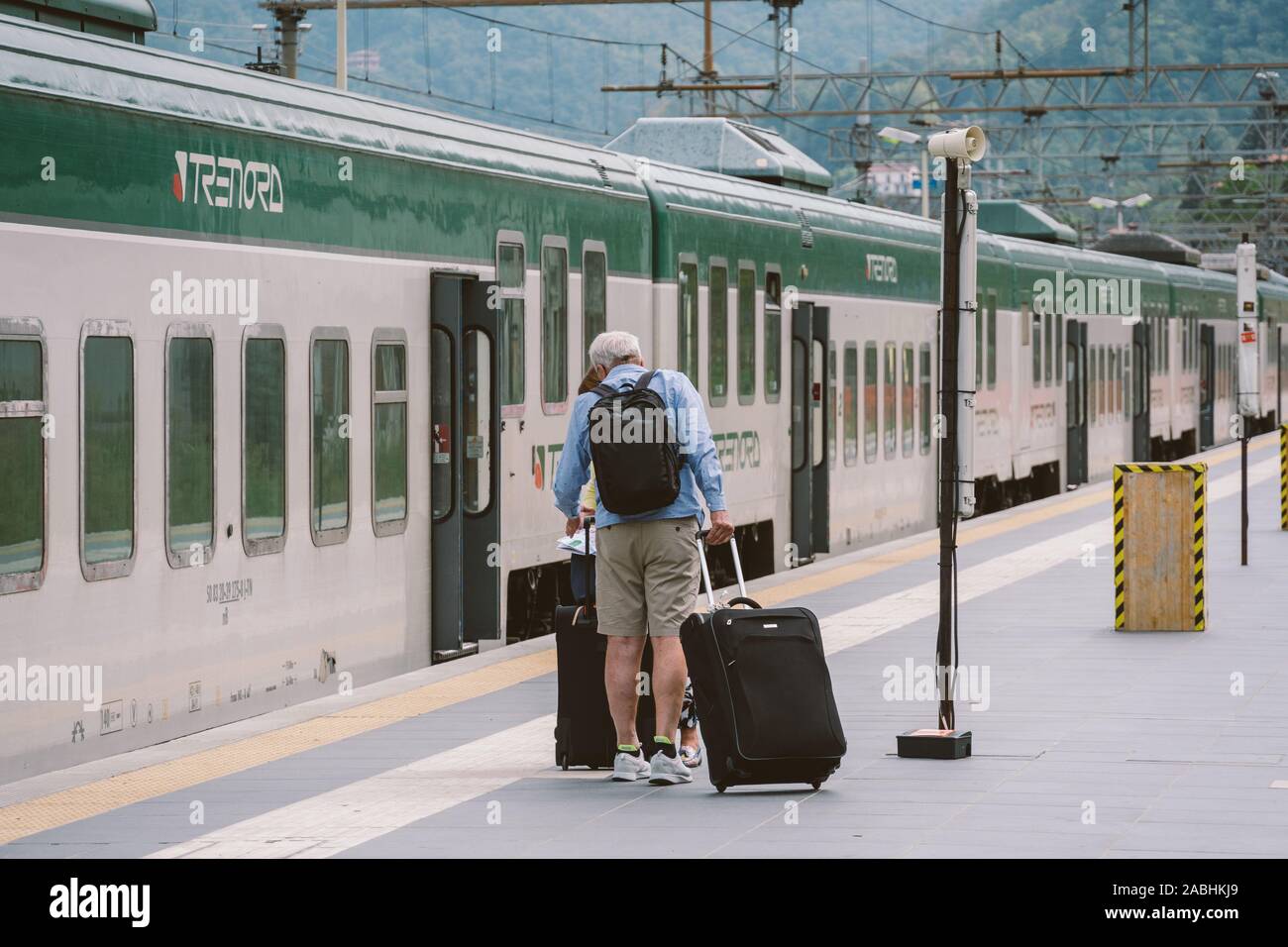 Como railway station arriving train Trenord Italia. Trenord Locomotive ...