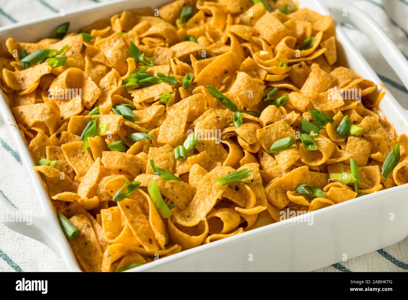 Homemade Frito PIe Mexican Casserole with Cheese and Beans Stock Photo ...