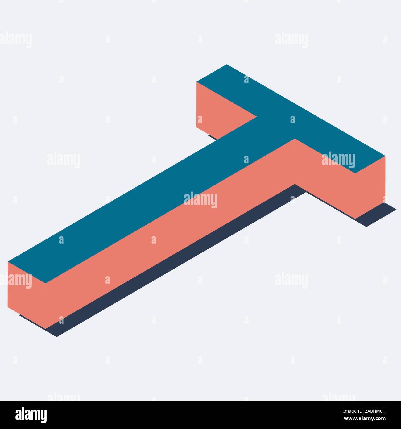 Letter in T isometric view. Blue-orange colors Stock Vector Image & Art ...