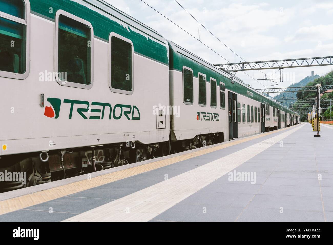 Como railway station arriving train Trenord Italia. Trenord Locomotive ...