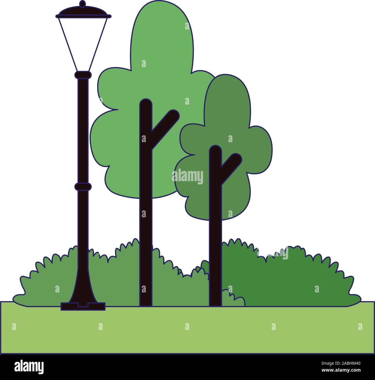park with trees and street light, colorful design Stock Vector Image ...