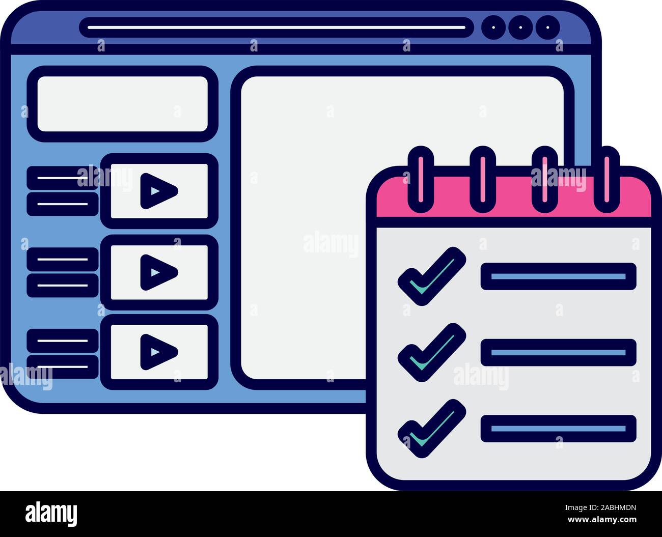 website and check mark list learning online vector illustration Stock ...