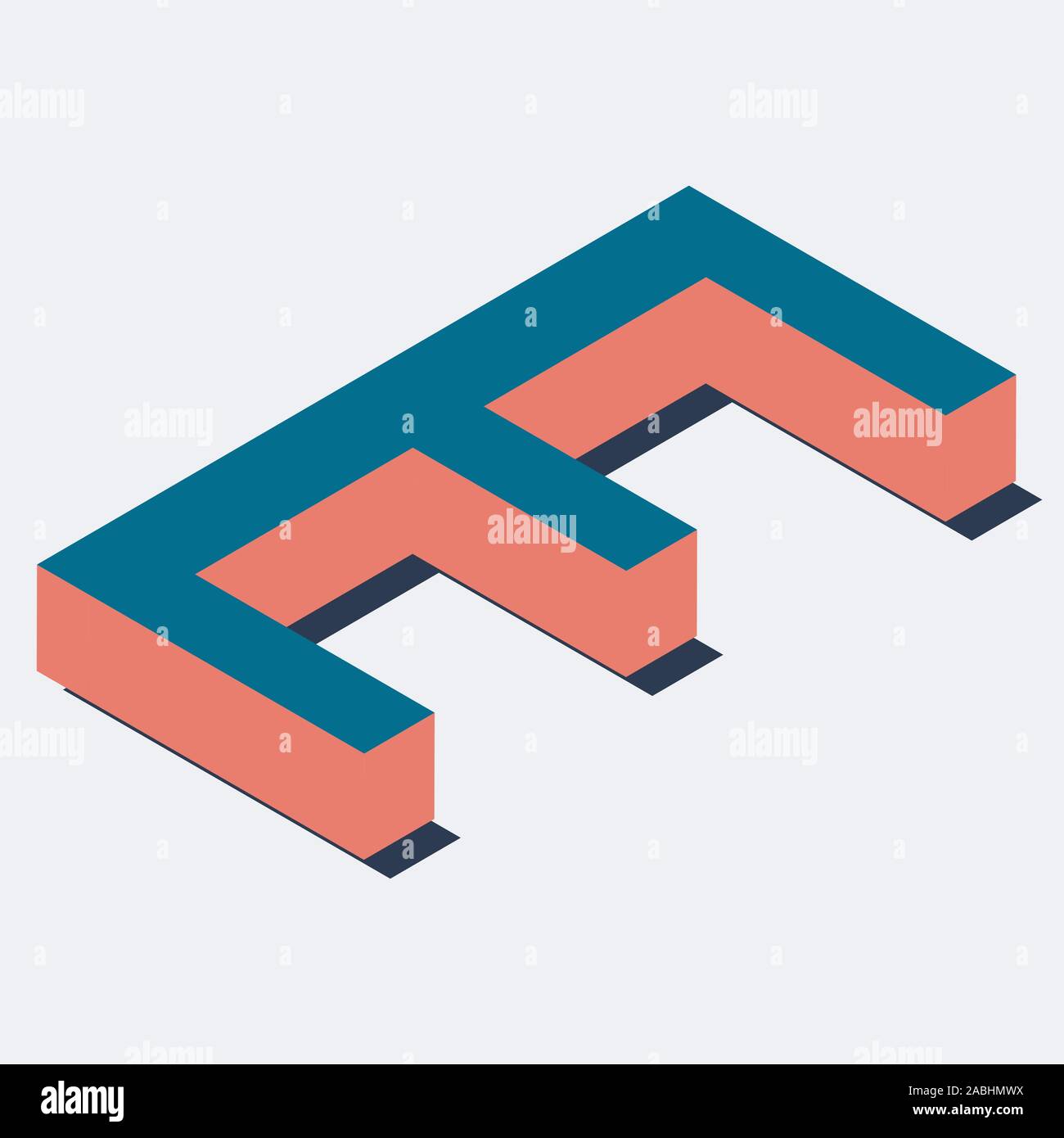 Letter in E isometric view. Blue-orange colors Stock Vector Image & Art ...
