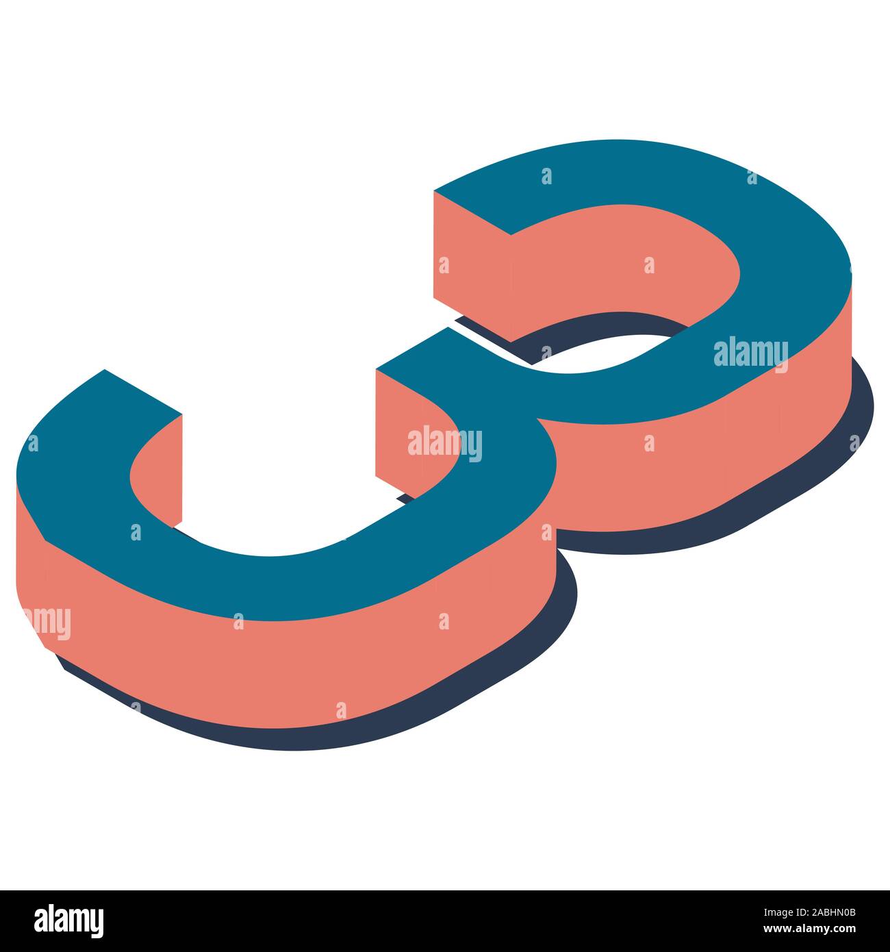 Digit 3 in isometric view. Blue-orange colors Stock Vector Image & Art ...