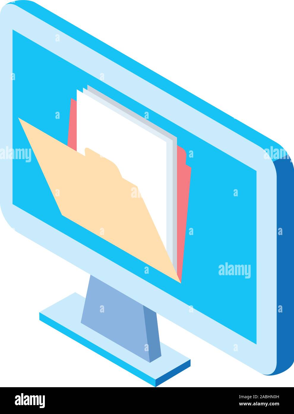 computer with folder on screen icon Stock Vector Image & Art - Alamy