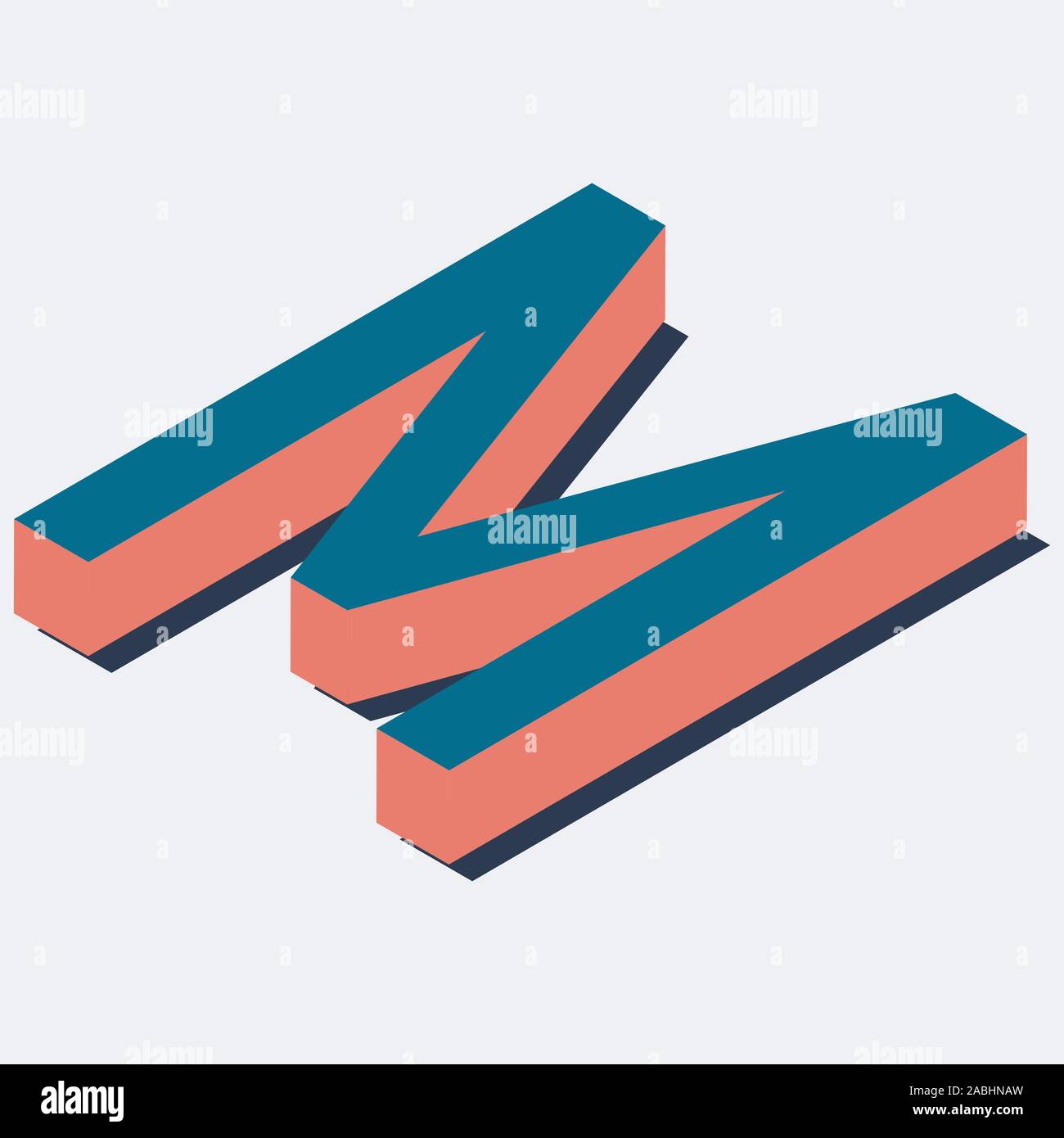 Letter in M isometric view. Blue-orange colors Stock Vector Image & Art ...