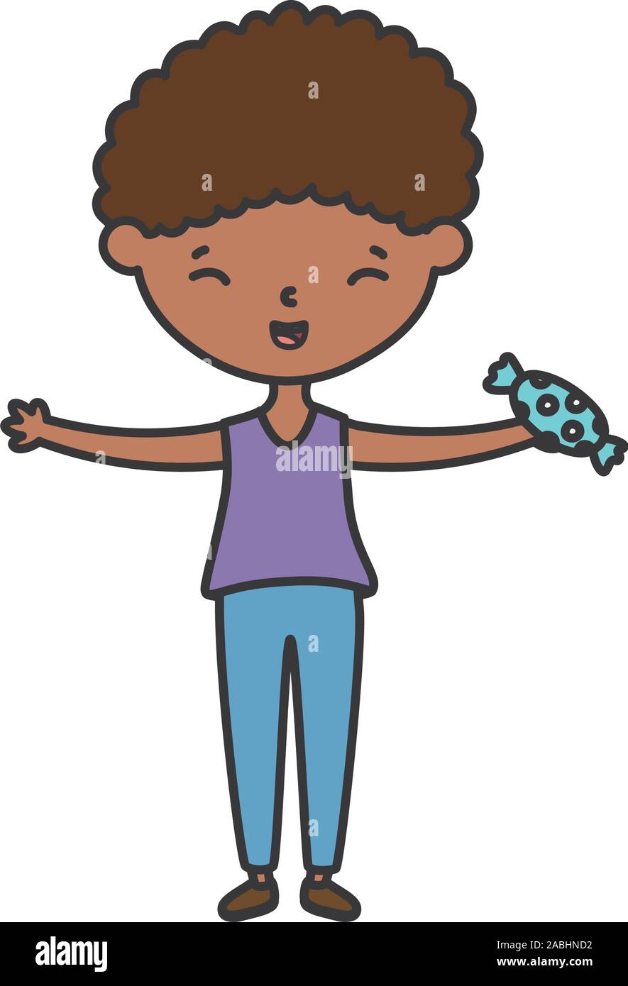 little boy with sweet candy infant cartoon character vector ...