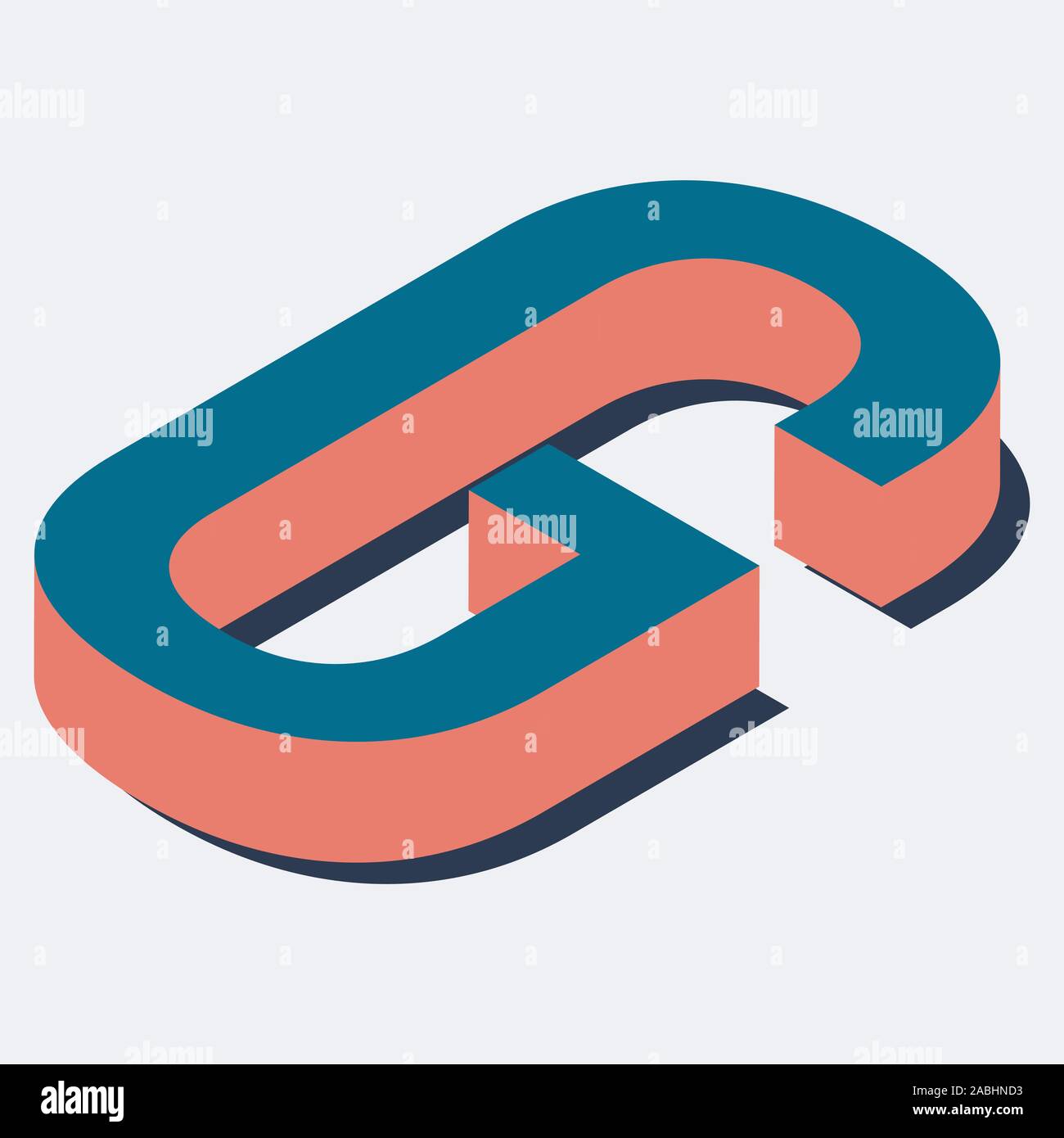 Letter in G isometric view. Blue-orange colors Stock Vector Image & Art ...