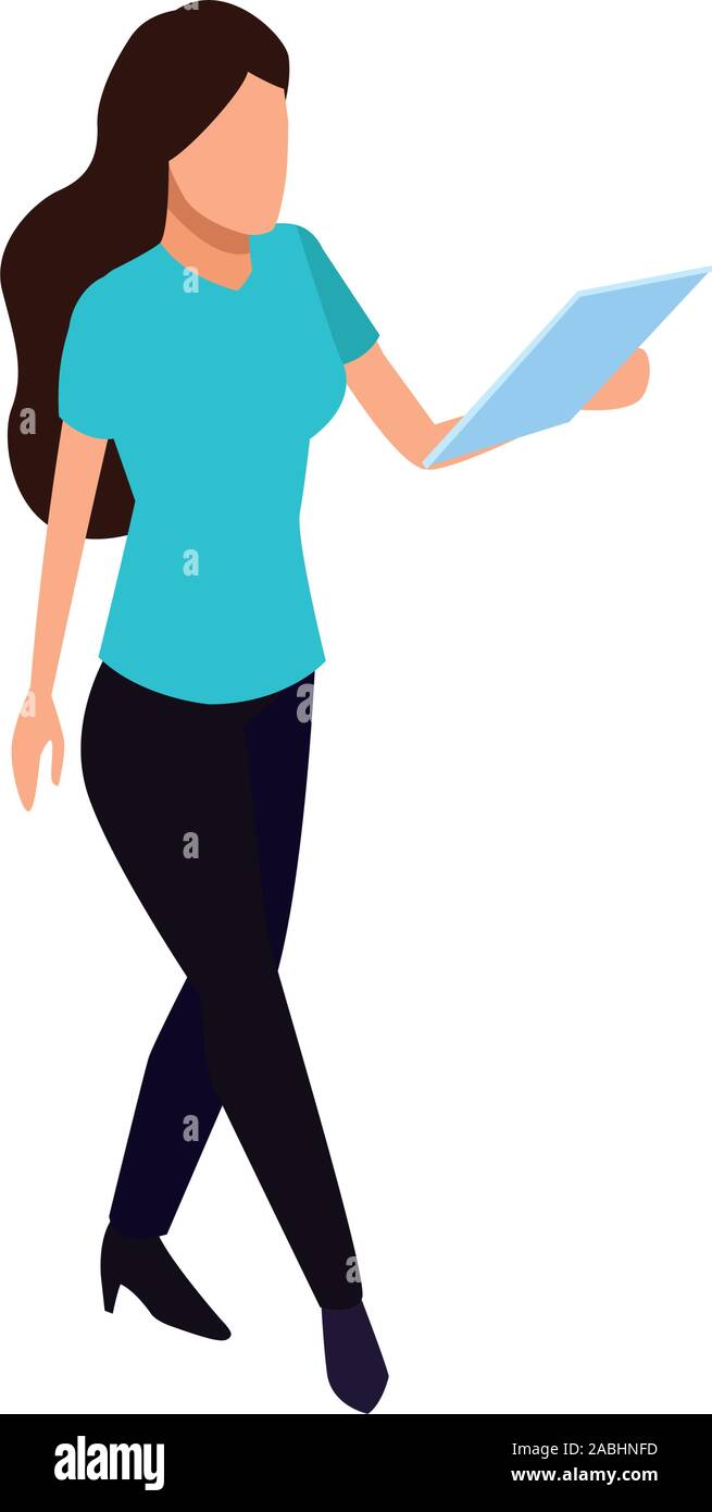 Female student using tablet Stock Vector Images - Alamy