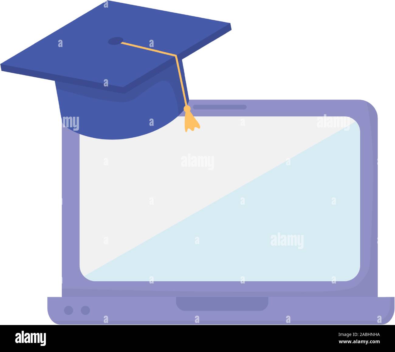 laptop computer graduation hat school learning online vector ...