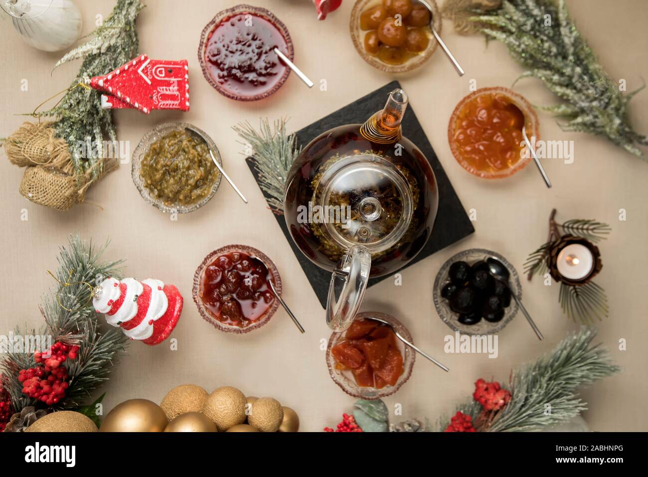 Top view tea set hi-res stock photography and images - Alamy