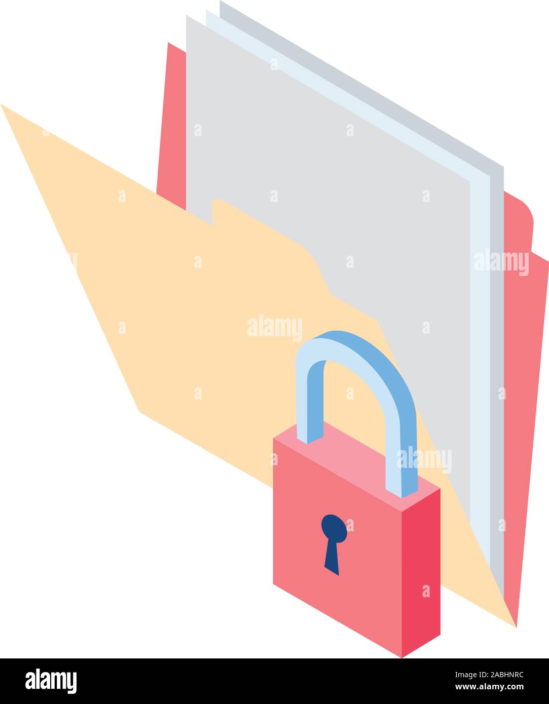 securiy padlock with documents folder icon, flat design Stock Vector ...