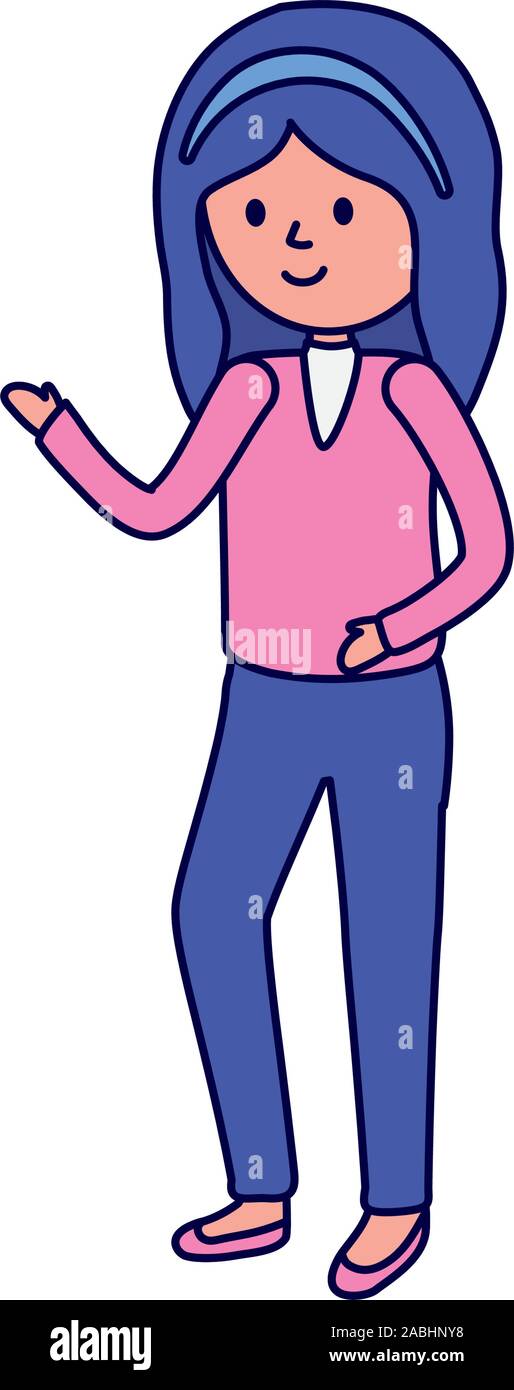 standing young woman cartoon character vector illustration Stock Vector ...