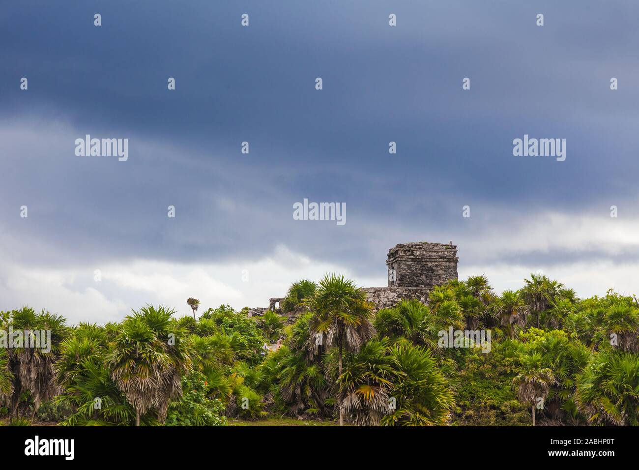 The Temple of the Wind at the Tulum Mayan ruins on the Yucatan ...