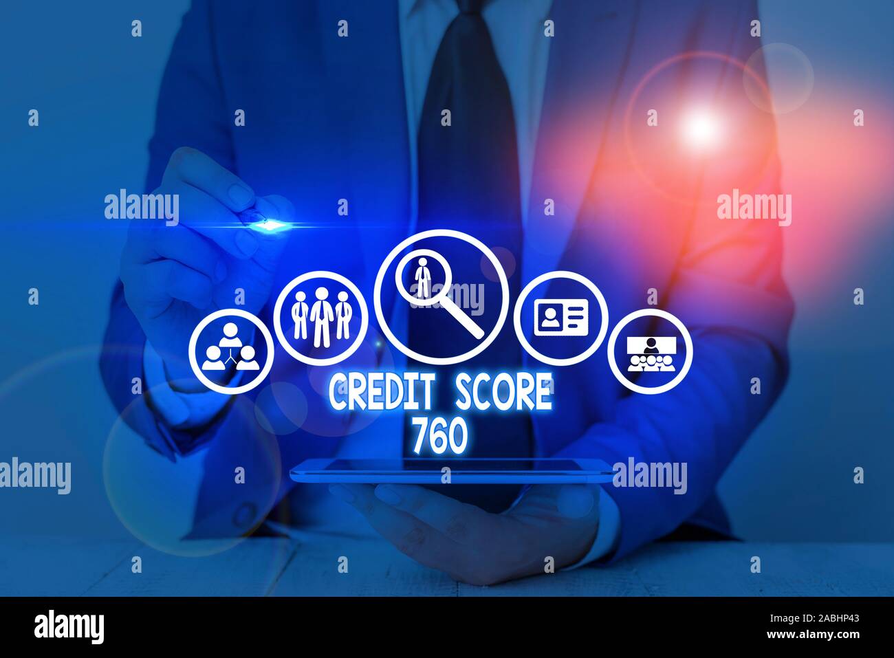 Writing note showing Credit Score 760. Business concept for numerical ...