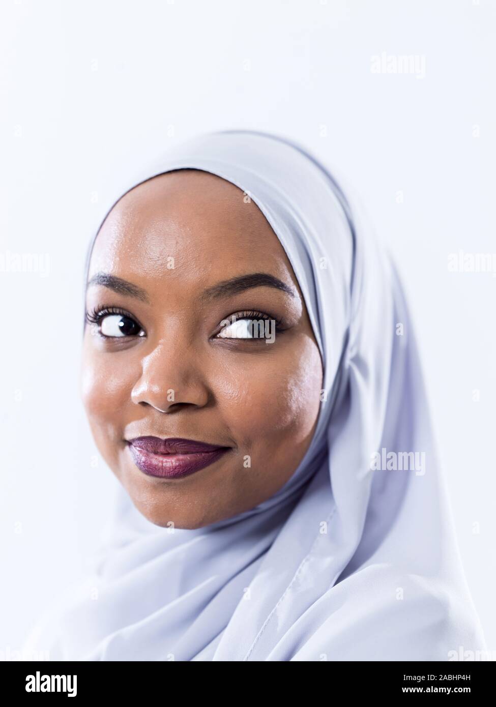 portrait of young modern muslim afro beauty wearing traditional islamic ...