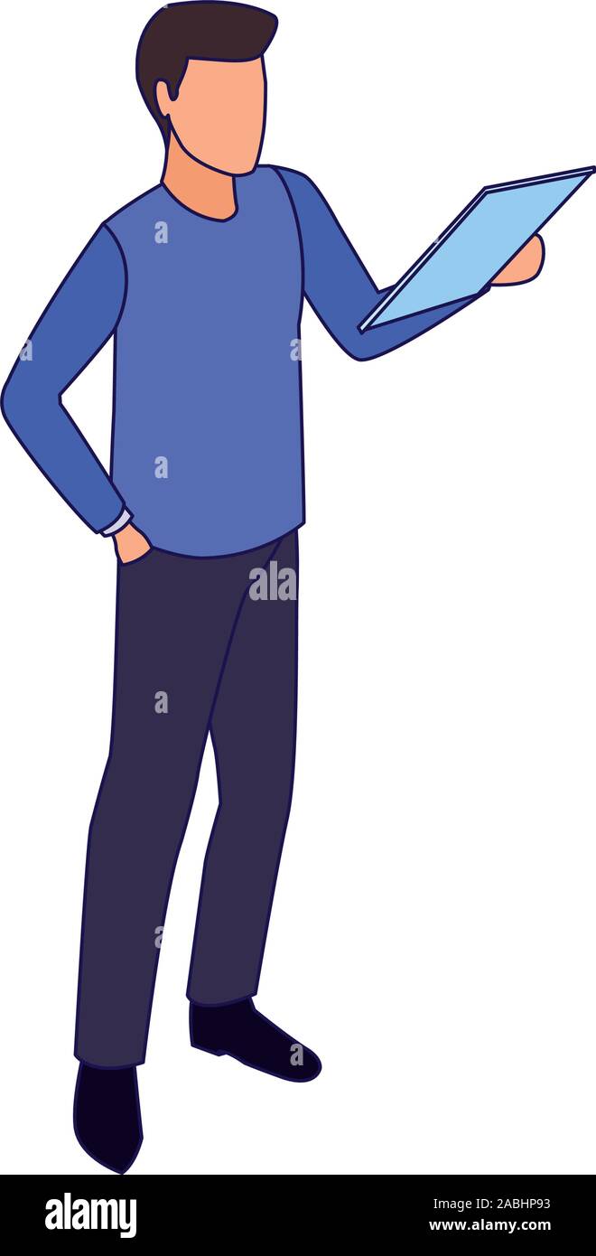 Male professional holding tablet Stock Vector Images - Alamy