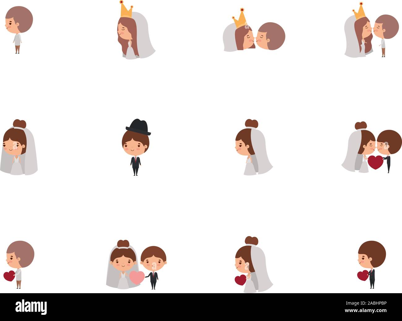 Set of brides and grooms cartoons design Stock Vector Image & Art - Alamy