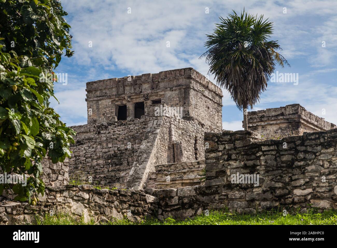 Facade of the main castle building at the Tulum Mayan ruins site on the ...