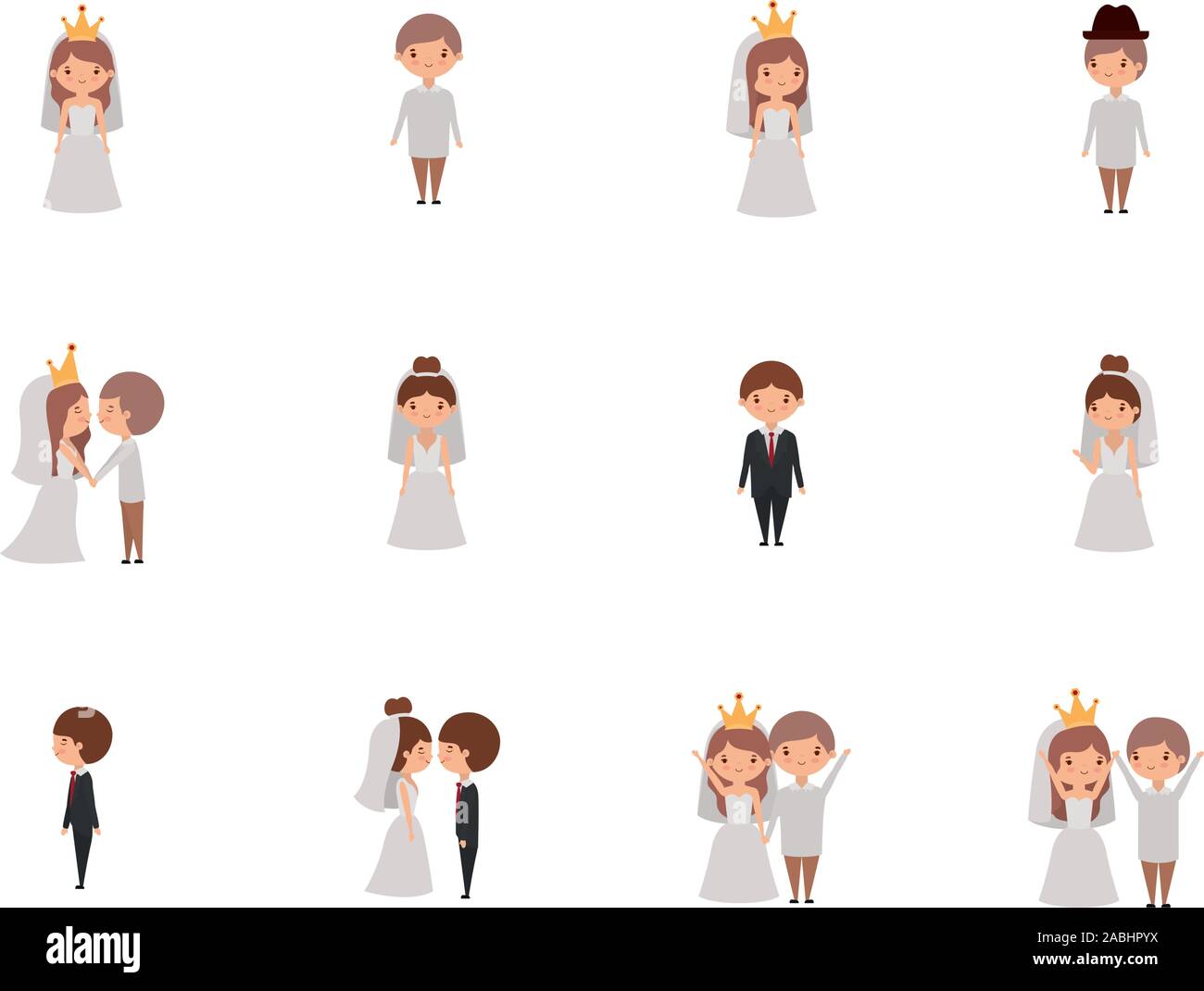 Set of brides and grooms cartoons design Stock Vector Image & Art - Alamy